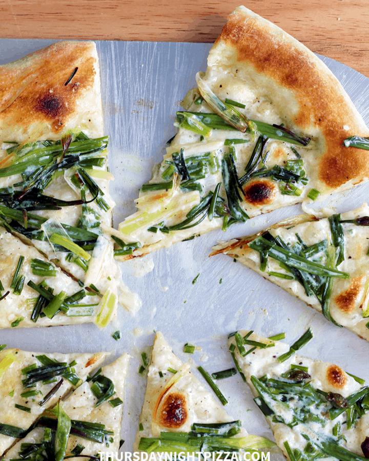 Spring Onion and Chive Pizza with Genius White Sauce