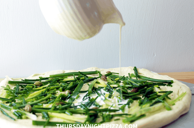 Spring Onion and Chive Pizza with Genius White Sauce