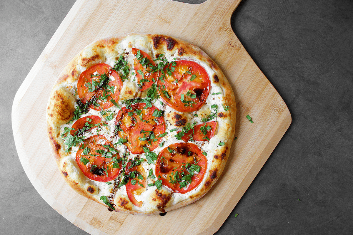 Goat Cheese Pizza with Tomato and Mint – Thursday Night Pizza